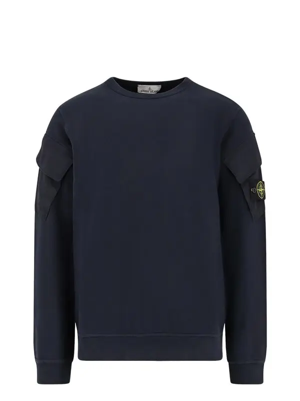 Stone Island Logo Patch Crewneck Sweatshirt - Blue