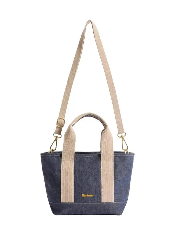 Barbour Mini Mya Tartan-detail Denim Tote Bag - Indigo