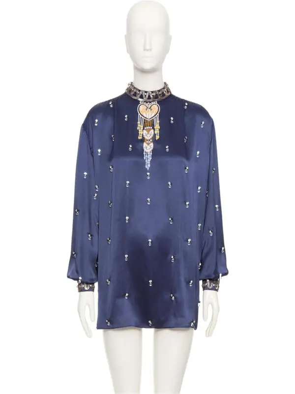 Valentino Garavani Embellished Long Sleeve Blouse - Blue