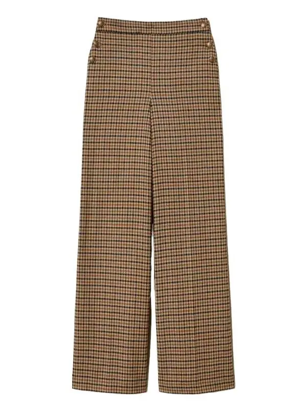 TWINSET Checked Wide-leg Tailored Trousers - Brown