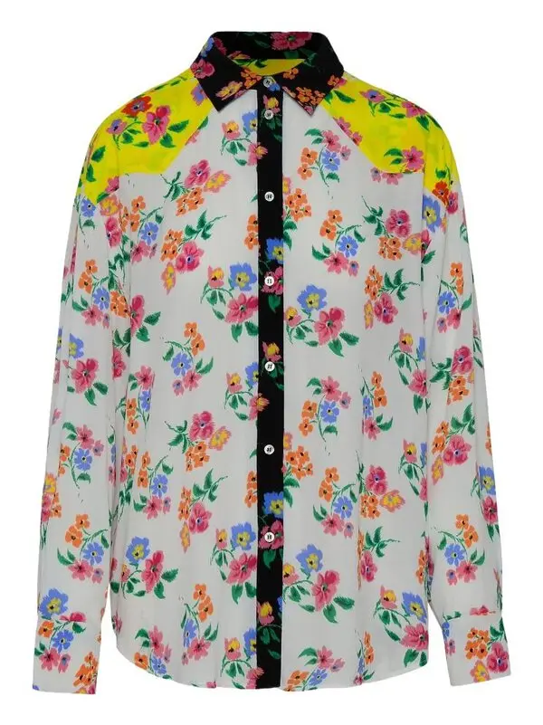 MSGM All-over Floral Printed Buttoned Blouse - Gray