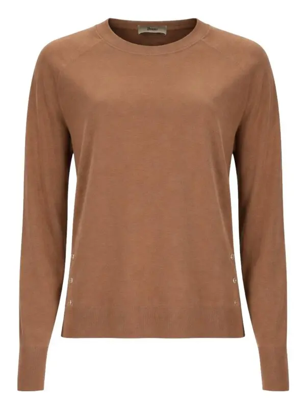 Herno Crewneck Ribbed T-shirt - Brown