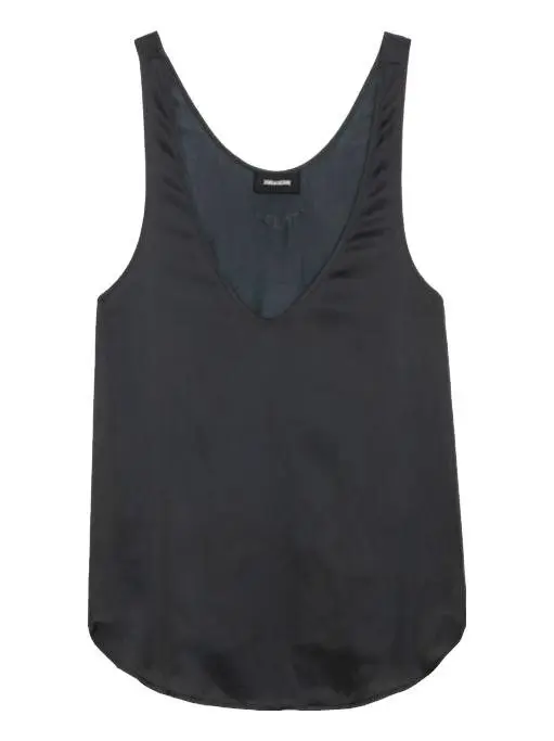 Zadig&Voltaire Tarys Satin Tank Top With Rhinestone Wings - Black