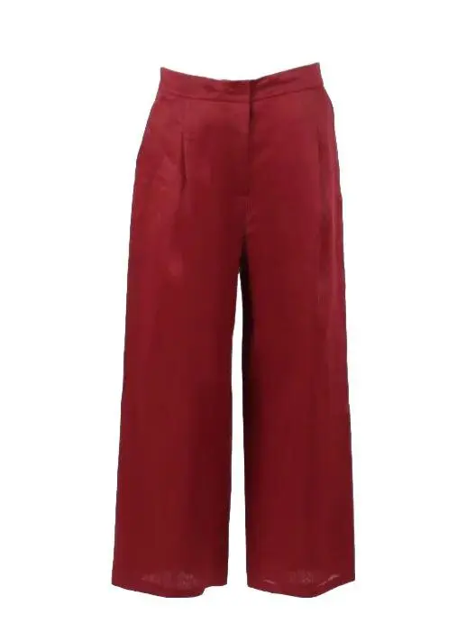 Max Mara Wide Leg Pleated Trousers - Red