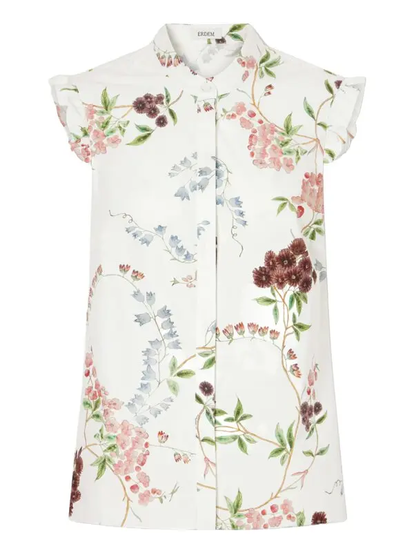 Erdem Ruffled Floral-print Blouse - White