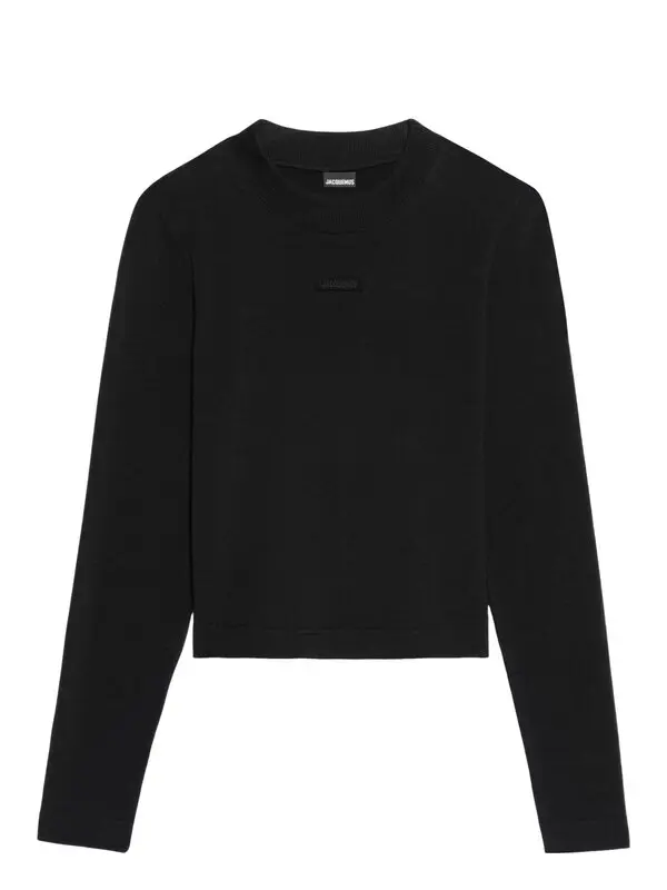 Jacquemus Logo Patch Long-sleeve Top - Black