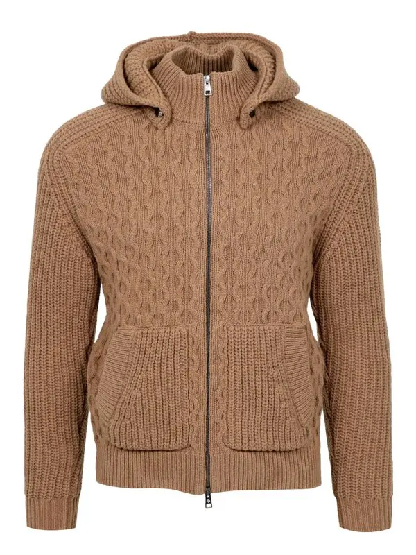 Tagliatore Long-sleeved Knitted Cardigan With Hood - Brown