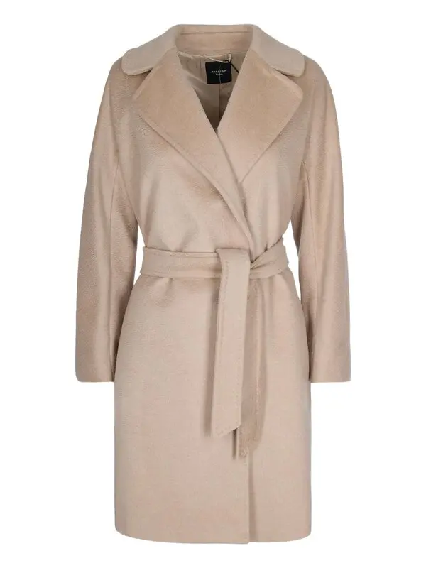 Max Mara Belted Long-sleeved Coat - Beige