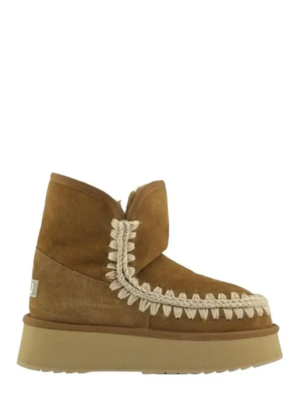 Mou 25mm Platform Crochet-trim Boots - Cognac Suede
