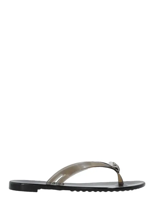 Casadei Jelly Crystal Embellished Flip Flops - Gray