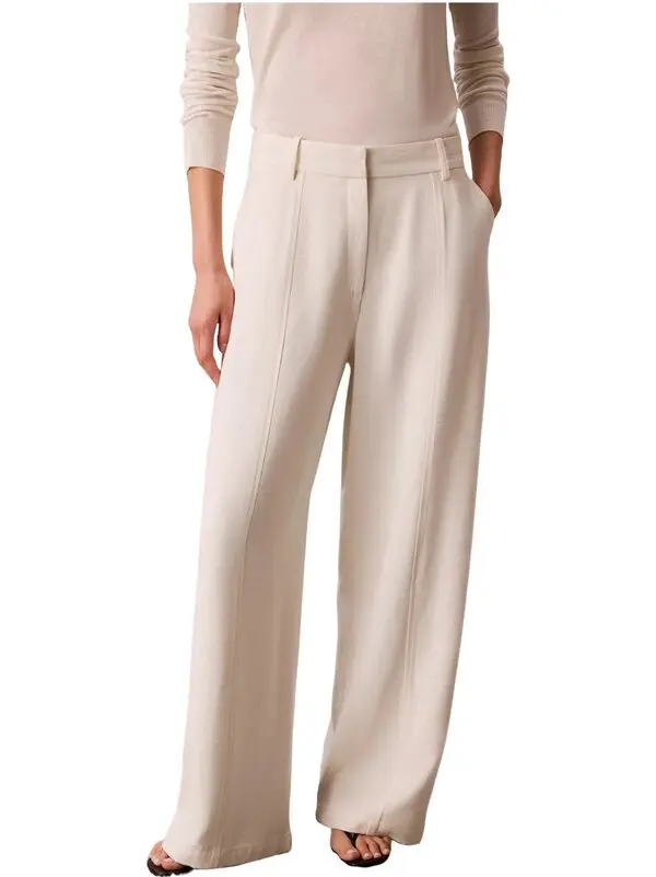 Calvin Klein Textured Wide-leg Trousers - Tofu