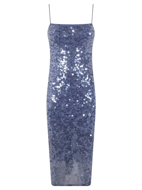 Ralph Lauren Sequin Slip Midi Dress - Blue Multi