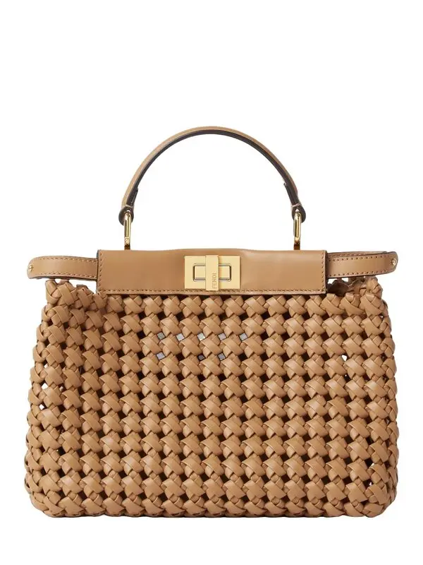 Fendi Woven Leather Top Handle Bag - Light Brown