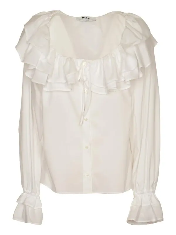 MSGM Ruffle Detail Blouse - White
