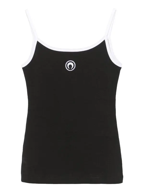 MARINE SERRE Contrast Trim Moon Logo Ribbed Tank Top - No
