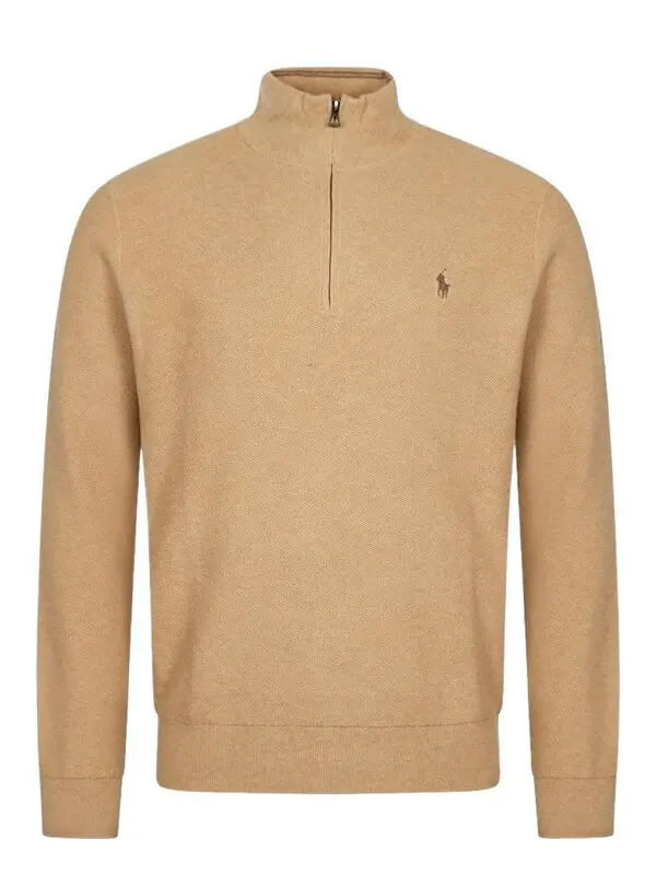 Polo Ralph Lauren Half-zip Jumper With Logo Detail - Nude