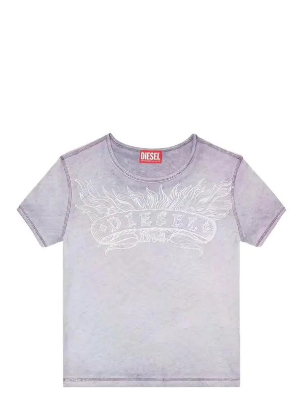 DIESEL® Pigment-dyed Graphic Print T-shirt - Purple