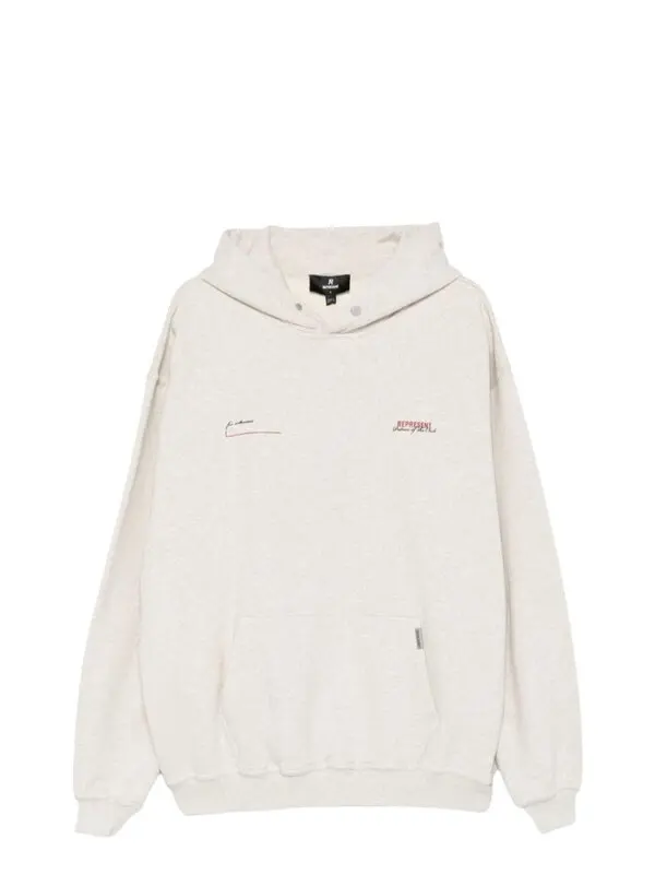 REPRESENT Hoodie With Kangaroo Pocket - White