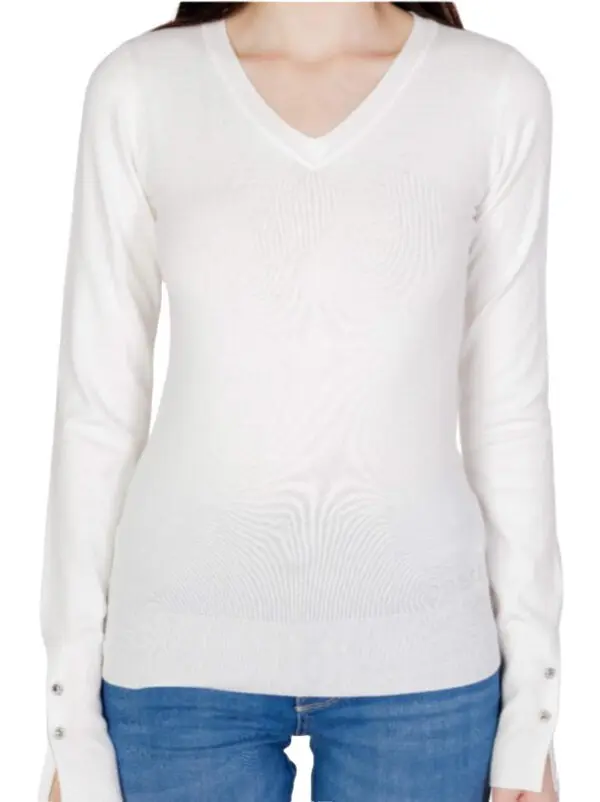 Guess Long-sleeved Pullover With Button Embellishments - White