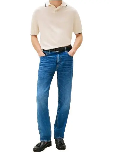 Tommy Hilfiger Woven Linen Polo Shirt - Blue