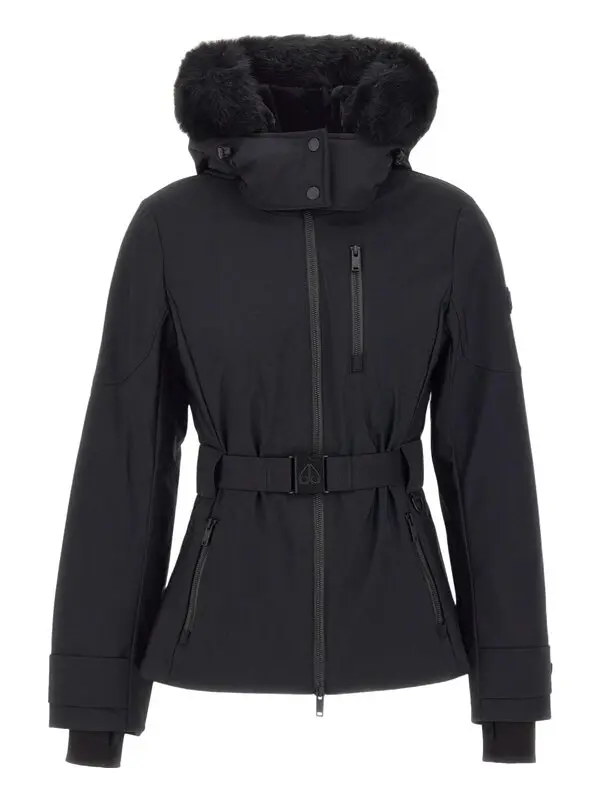 Moose Knuckles Belted Hooded Jacket - Black