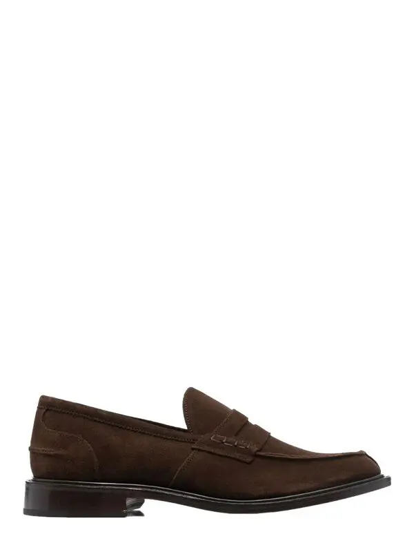 TRICKER'S Suede Penny Loafers - Black