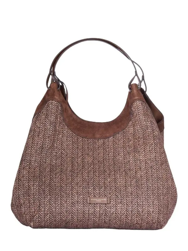 GIANNI CHIARINI Patterned Leather Shoulder Bag - Brown