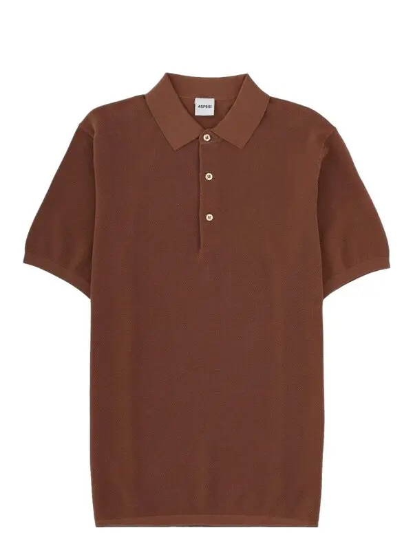 Aspesi Textured Knit Polo Shirt - Red