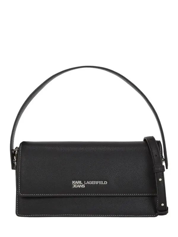 Karl Lagerfeld Logo-plaque Contrast-stitch Shoulder Bag - Black