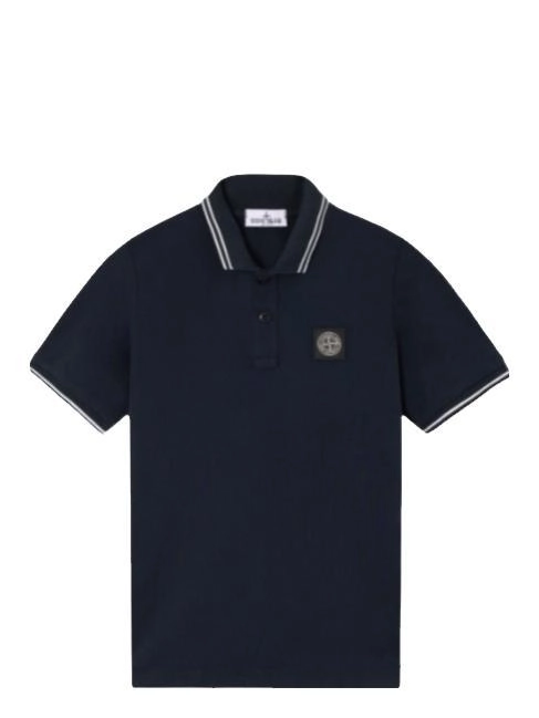 Stone Island Ribbed Collar Polo Shirt - Navy