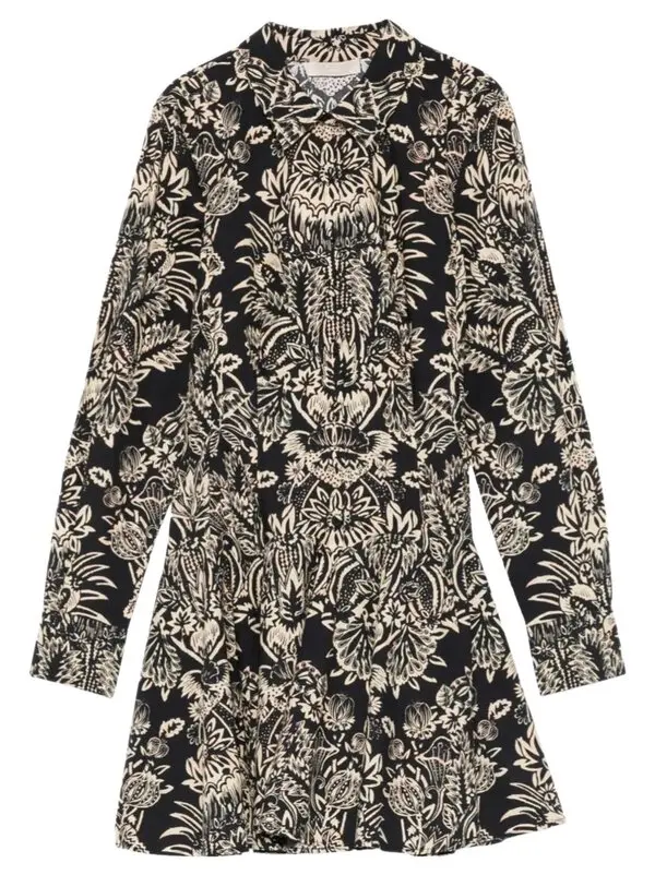 Ulla Johnson Talia Printed Long Sleeve Mini Dress - Black