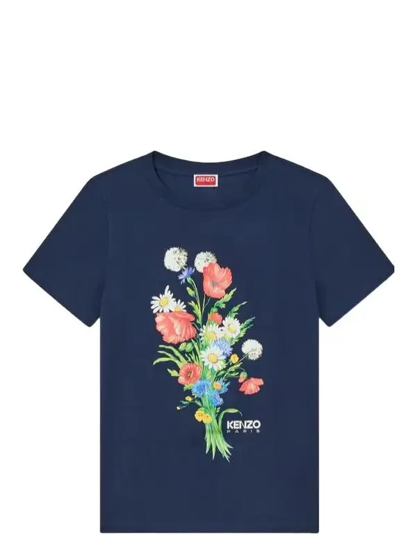 Kenzo Archive Bouquet' T-shirt In Cotton - Blue