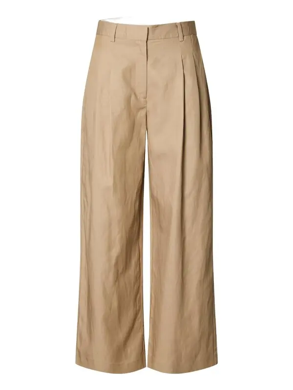 SELECTED High Waist Wide-leg Trousers - Nude