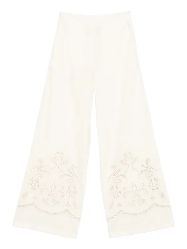 FORTE_FORTE Wide Leg Eyelet Trousers - White