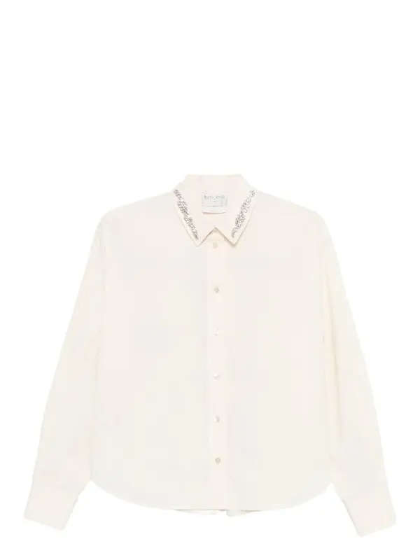 FORTE_FORTE Beurre Embroidered Collar Boxy Shirt - White
