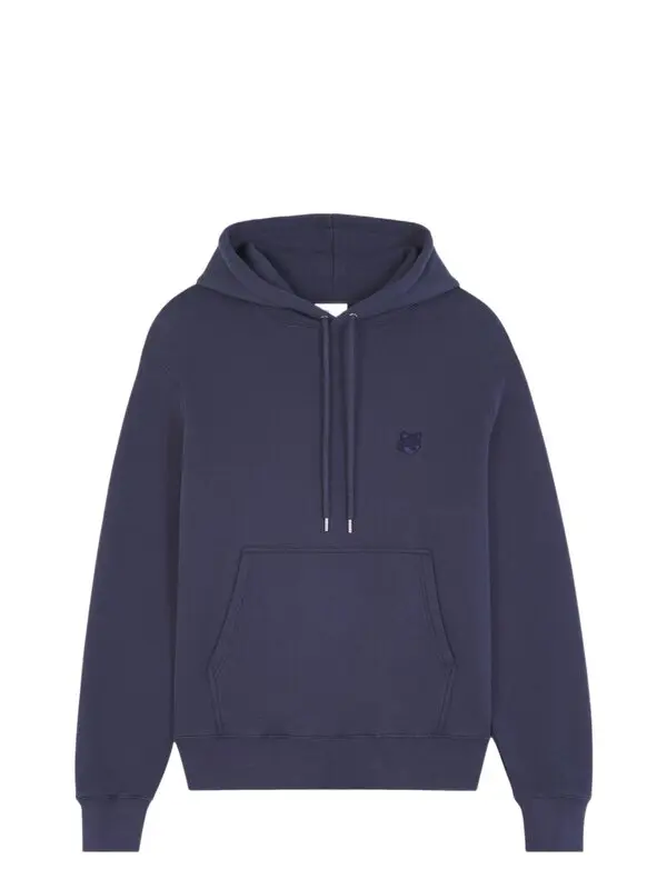 Maison Kitsuné Long Sleeve Hoodie With Embroidered Fox Head Patch - Navy Blue