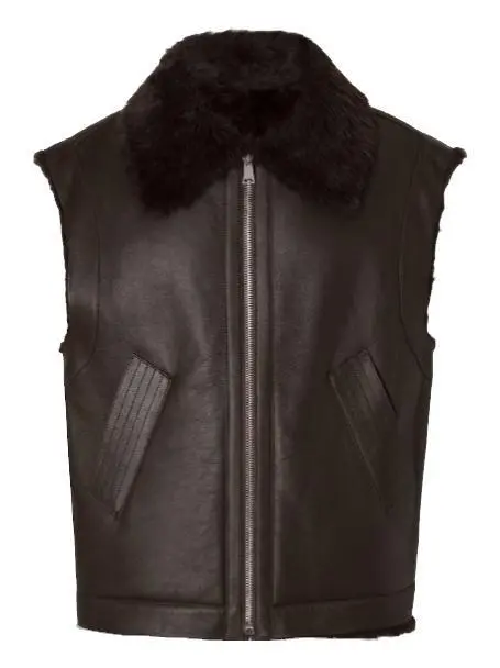 Fendi Ff Plaque Cropped Shearling Vest - Brown