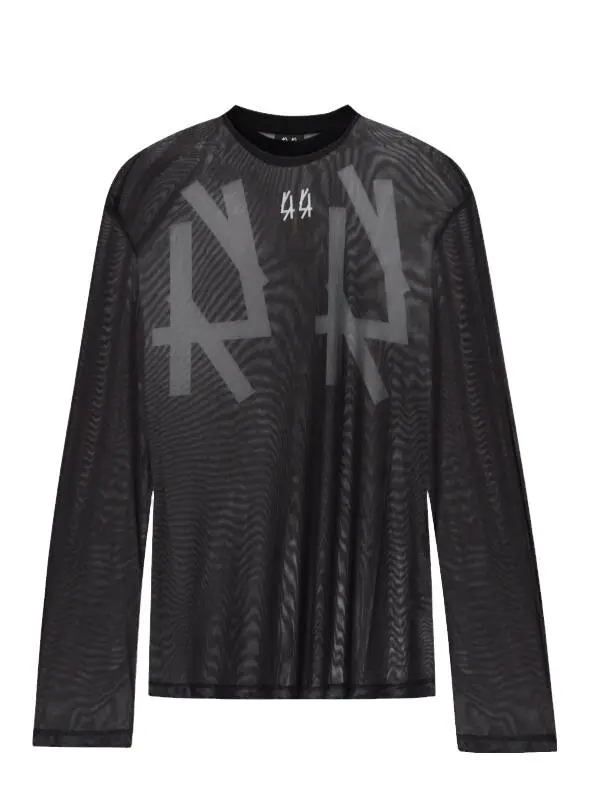 44 LABEL GROUP Logo-print Mesh T-shirt - Black