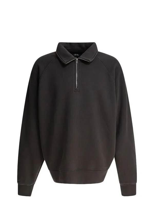 StÜssy Zipper Lapel Sweatshirt - Washed Black