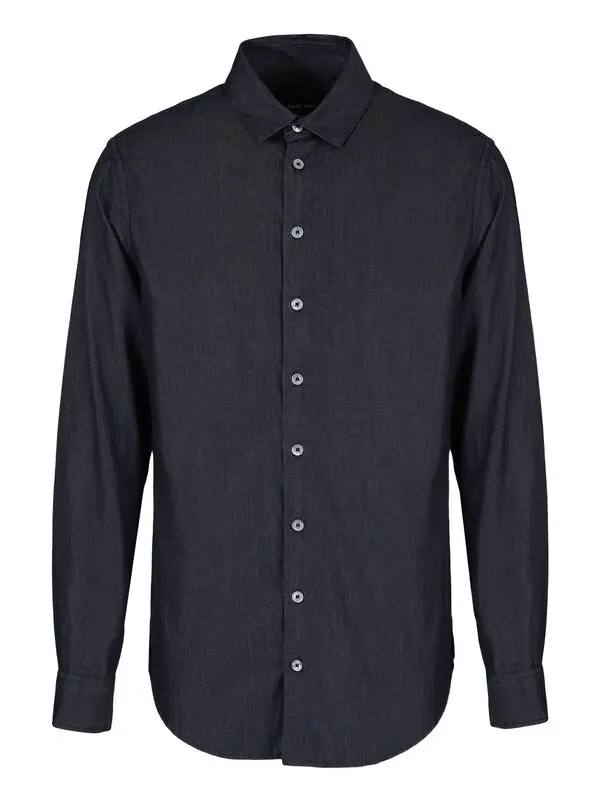 Giorgio Armani Slub-effect Buttoned Shirt - Black