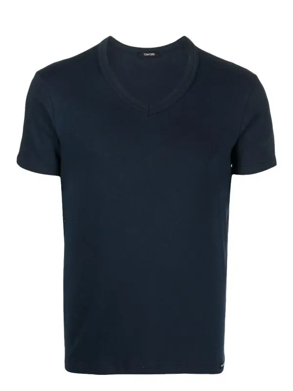TOM FORD V-neck Jersey T-shirt - Blue