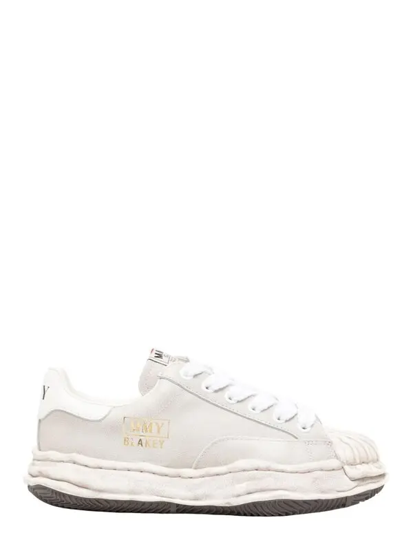 Mihara Yasuhiro Blakey Distressed-effect Leather Sneakers - White