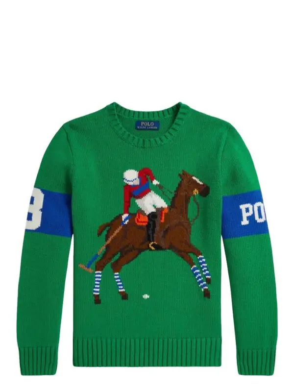 Polo Ralph Lauren Intarsia Knit Equestrian Sweater - Green