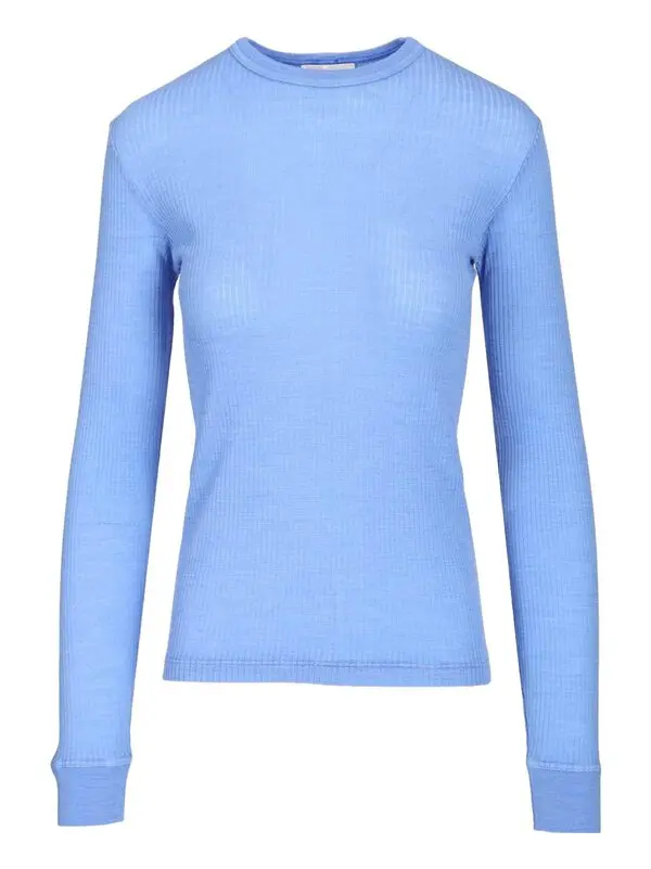FORTE_FORTE Ribbed Long-sleeve T-shirt - Light Blue