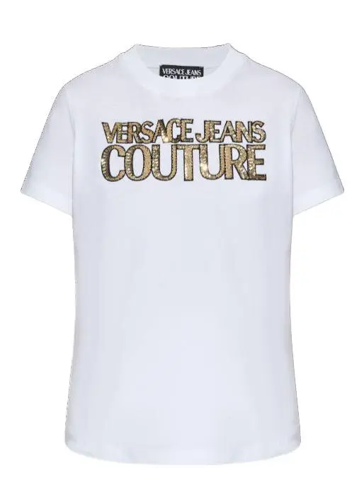 Versace Logo Embellished Top - White