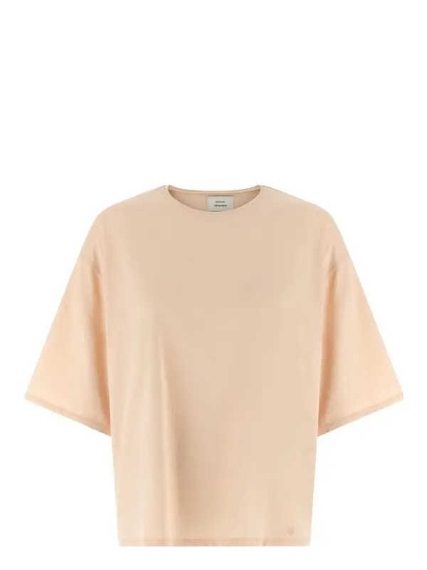 Loulou De Saison Round Neck T-shirt With Embroidered Logo - Nude
