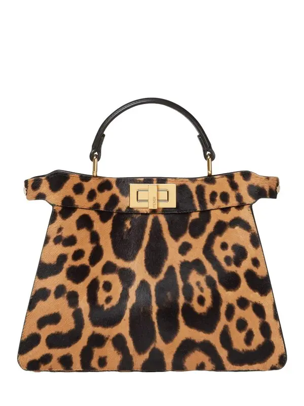 Fendi Peekaboo Mini Jaguar Print Bag - Brown