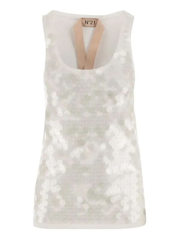 N.21 Sequined Vest - White