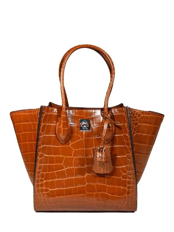 Ermanno Scervino Embossed Top Handle Bag - Brown