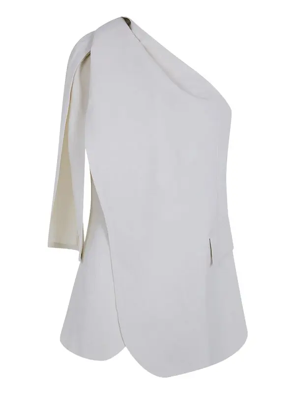 UMA WANG Kaeen Asymmetrical One Shoulder Jacket With Patch Pocket - Off White